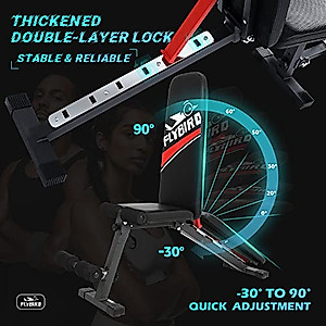 FLYBIRD Adjustable Weight Bench, Workout Benches for Home Gym, Sturdy Durable Comfortable Bench for Dumbbell Exercise Full Body Workout