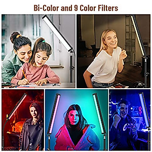 2 Pack LED Video Light Wand Kit, Unicucp 2300-7800K Photography Lighting Stick with 79" Tripod Stand for Photographic Studio/Video Fill Light/Collection Portrait/Game Live Streaming/Video Conferencing