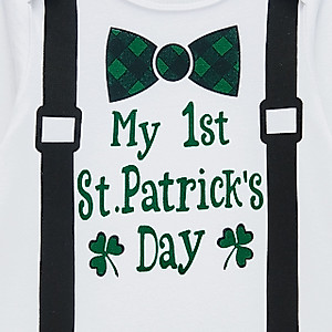 Kewlent Baby Boy Outfits My First St Patrick's Day Clothes Pant Set (Green grid, 0-3 Months)