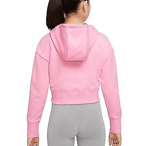 Nike Girls Hoodie, Sportswear Club Big Kids' (Girls') French Terry Cropped Hoodie - Pink (as1, alpha, l, regular)