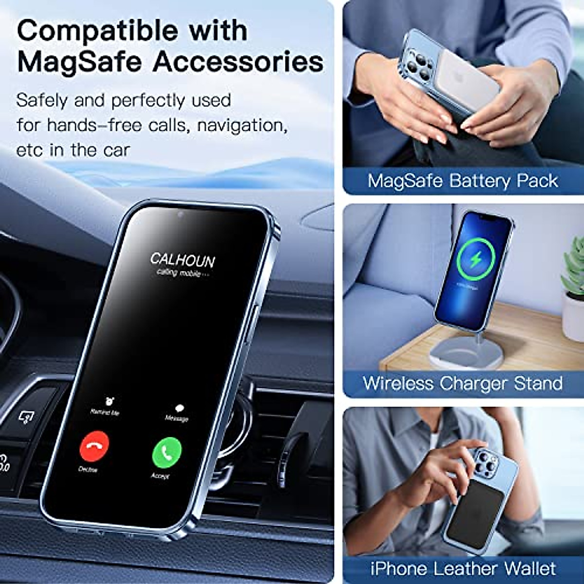 Alphex Magnetic Case for iPhone 13 Pro, Compatible with MagSafe, Super Strong Magnet, Look as Bare iPhone, Anti-Yellow, 8FT Military Grade Shockproof Matte Slim Phone Case 6.1 inch, Sierra Blue