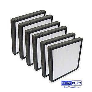 PUREBURG Replacement Filter Compatible with Westinghouse 1701 1702 Air Purifiers,6-Pack H13 HEPA Air Clean Dust VOCs PM2.5 Odor High-efficiency