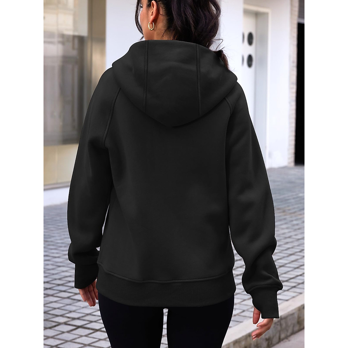 Trendy Queen Womens Fleece Jackets Full Zip Sweatshirts Oversized Hoodies Long Sleeve Sweaters With Pockets Winter Coats Fall Outfits Y2k Fashion Teen Girls Clothes Black