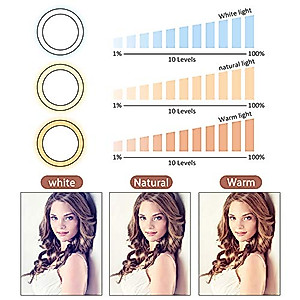 UBeesize 10" Selfie Ring Light with 50" Extendable Tripod Stand & Phone Holder for Live Stream/Makeup/YouTube Video