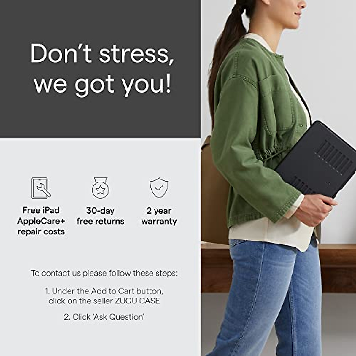 ZUGU CASE for iPad Air Gen 4 & 5 10.9 Inch (2020/2022) - Protective, Ultra Thin, Magnetic Stand, Sleep/Wake Cover - Black