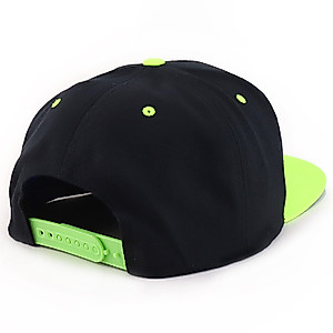 Trendy Apparel Shop Flexfit Oversize XXL Structured Blank Flatbill Snapback Cap - Black Neon Green