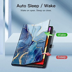 Fintie Folio Case for Amazon Fire Max 11 (13th Generation, 2023 Release) - Premium Vegan Leather Slim Fit Folding Stand Cover for Fire 11 Max Tablet with Auto Sleep/Wake, Ocean Marble