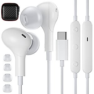 USB C Headphones for Samsung S23 S22 Ultra,Magnetic HiFi Stereo USB Type C Earphones Wired Earbuds with Mic Noise Isolation for iPad Pro iPad Air 5 4 Mini 6 Galaxy S21 S20 Flip Pixel 7 6 6a OnePlus 10
