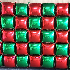 【50pcs】Balloon Arch Kit for Christmas Square Foil Balloons Wall Party Decorations Wedding Balloons Backdrop Double Sided Mylar Balloon for Anniversary Bachelorette Birthday Engagement Red and Green