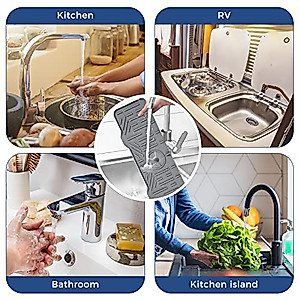 Kitchen Sink Faucet Splash Guard Silicone Sink Faucet Drying Mat Faucet Handle Drip Catcher Tray, Dish Sponge Holder Kitchen Sink Accessories Sink Protector Home Kitchen Organization Gadgets Organizer