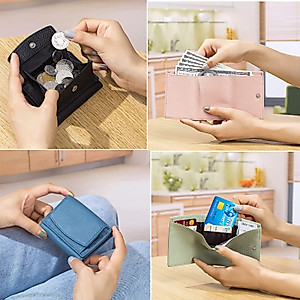 2023 New Unisex Anti-Credit Card Fraud Folding Mini Wallet, Women's Foldable Short Wallet, Vegan Mini Wallet For Women, Genuine Leather RFID Blocking Card Holder Organizer Pocket Mini Wallet (A)