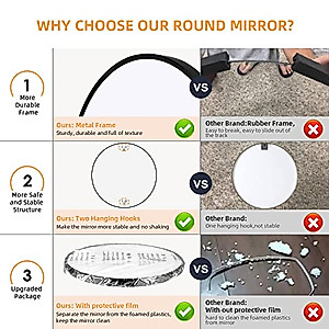 A.T.Lums 24 Inch Black Round Mirror, Wall Mounted Circle Mirror with Metal Frame, Suitable for Bathroom, Vanity, Entryway, Living Room, Wall Decor