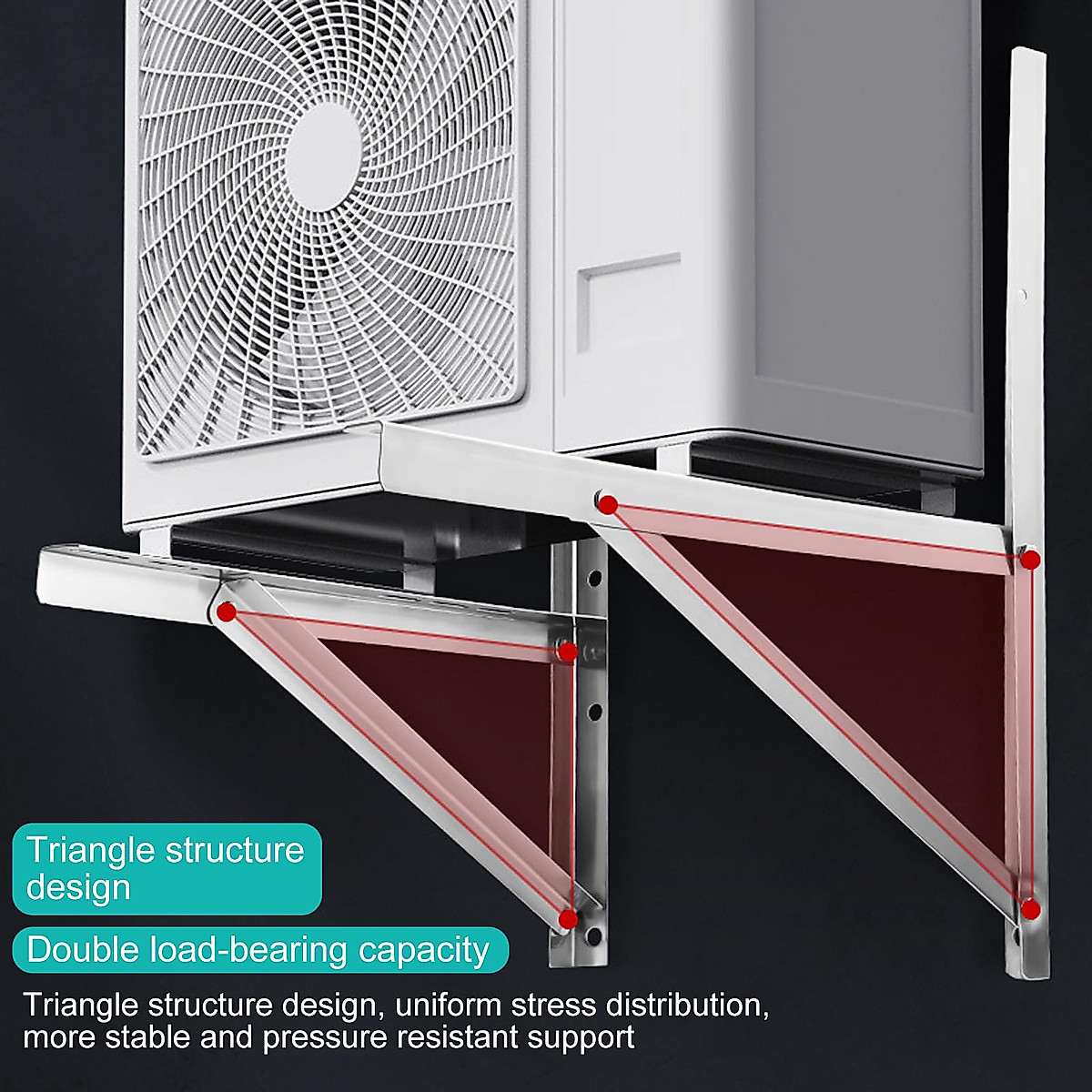 Mini Split Wall Mounting Bracket for 9000-24000 BTU Condenser, POIUNA Stainless Steel Ductless Mini Split Bracket up to 507 lbs for Air Conditioner Heat Pump Systems HVAC, Compressor