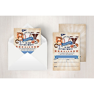 Your Main Event Prints All Star Sports Baby Shower Invitations - Football, Baseball, Basketball Boy Baby Shower Invitations - 20 Fill-in Style - Envelopes Not Included