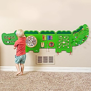 SPARK & WOW Crocodile Activity Wall Panels - Ages 18m+ - Montessori Sensory Toy - 8 Activities - Busy Board - Toddler Room Decor