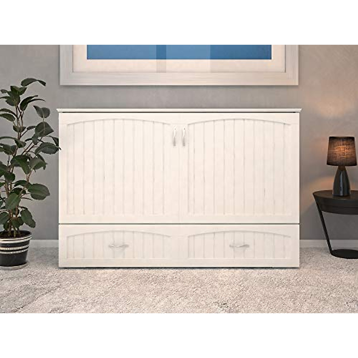 AFI Southampton Murphy Bed Chest with Charging Station, Queen, White