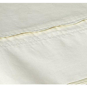 Tribeca Living, Crisp and Smooth Egyptian Cotton Percale Solid Sheets and Pillowcase Set, Extra Deep Pocket, 350 Thread Count, 4-Piece Luxury Bedding, California King, Light Ivory