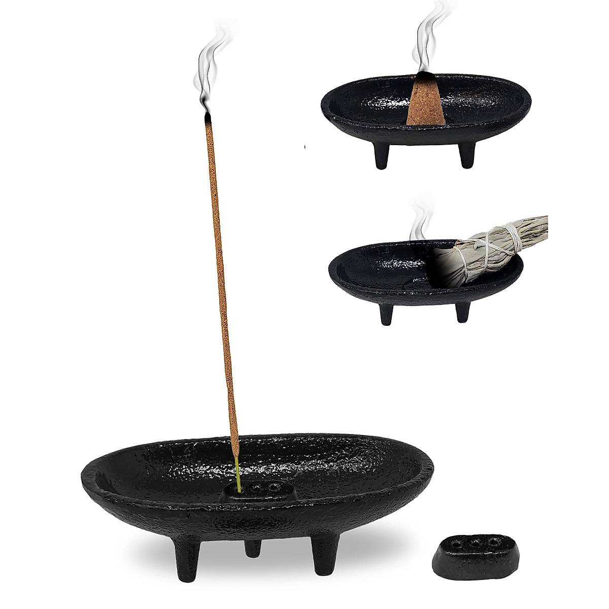 Cast Iron Incense Burner 4" L 2" H, Ideal for smudging, Incense Burning, Ritual Purpose, Decoration etc. (4" L)