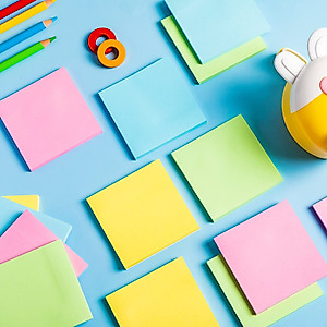 Fainne 120 Pads Sticky Notes 3x3 Bulk Colors Self Stick Pads Pink Yellow Green Blue Paper Note Pads Memo for Office School Home Notebook Supplies 50 Sheets/Pad(Simple Color,Solid)