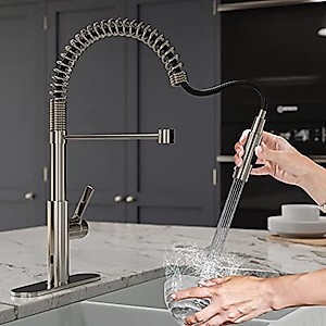 ANZZI 21.7 in. Ola Series 1.8 GPM Single Handle Pull Down Sprayer and Touchless Kitchen Faucet in Brushed Nickel Finish | KF-AZ303BN
