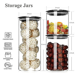 BaveL Glass Storage Jars 20 OZ/33 OZ/54 OZ,Glass Food Storage Containers Set of 3,Airtight Food Jars with stainless steel Lids, Kitchen Canisters for Serving Sugar,Candy, Cookie, Rice and Spice Jars