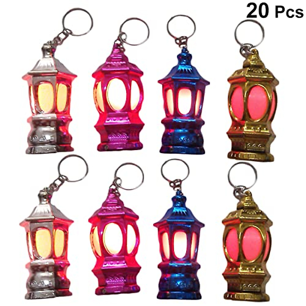 Uonlytech 60pcs Torch Favors Arabian Random Mini Color Keyring Practical Charm Chain Party Fillers Charms Style Lamp Bag Handbag Muslim Gifts Pendant Lights Home Lantern, Small