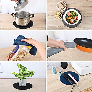 Viwehots Silicone Trivet Mat -Pot Holders-Large Round Trivets for Hot Dishes-Pots & Pans, Dia11.81 Microwave Use Plate Cover Mat, Multifunction Counter Silicone Mats, Durable Kitchen Drying Mat Blue