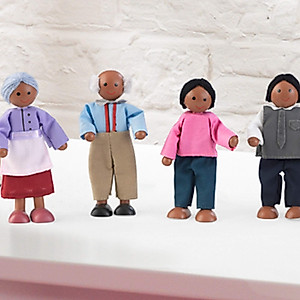 KidKraft Wooden Poseable Doll Family of 7 - African American, Gift for Ages 3+