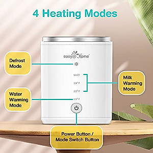Easy@Home Portable Baby Warmer Bottle Milk: Warmer for Newborn Breastmilk and Formula with 6 Adapters 3 Minutes Fast Heating - Travel Bottle Warmer Fits in Any Storage Bag EMW001
