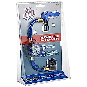InterDynamics Car Air Conditioner Refrigerant Gauge and Hose by InterDynamics, EZ Chill Reusable AC Recharge Kit for Cars, Trucks