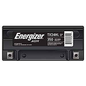 Energizer TX24HL AGM Motorcycle and ATV 12V Battery, 350 Cold Cranking Amps and 21 Ahr, Replaces: YTX24HL-BS and others, Black