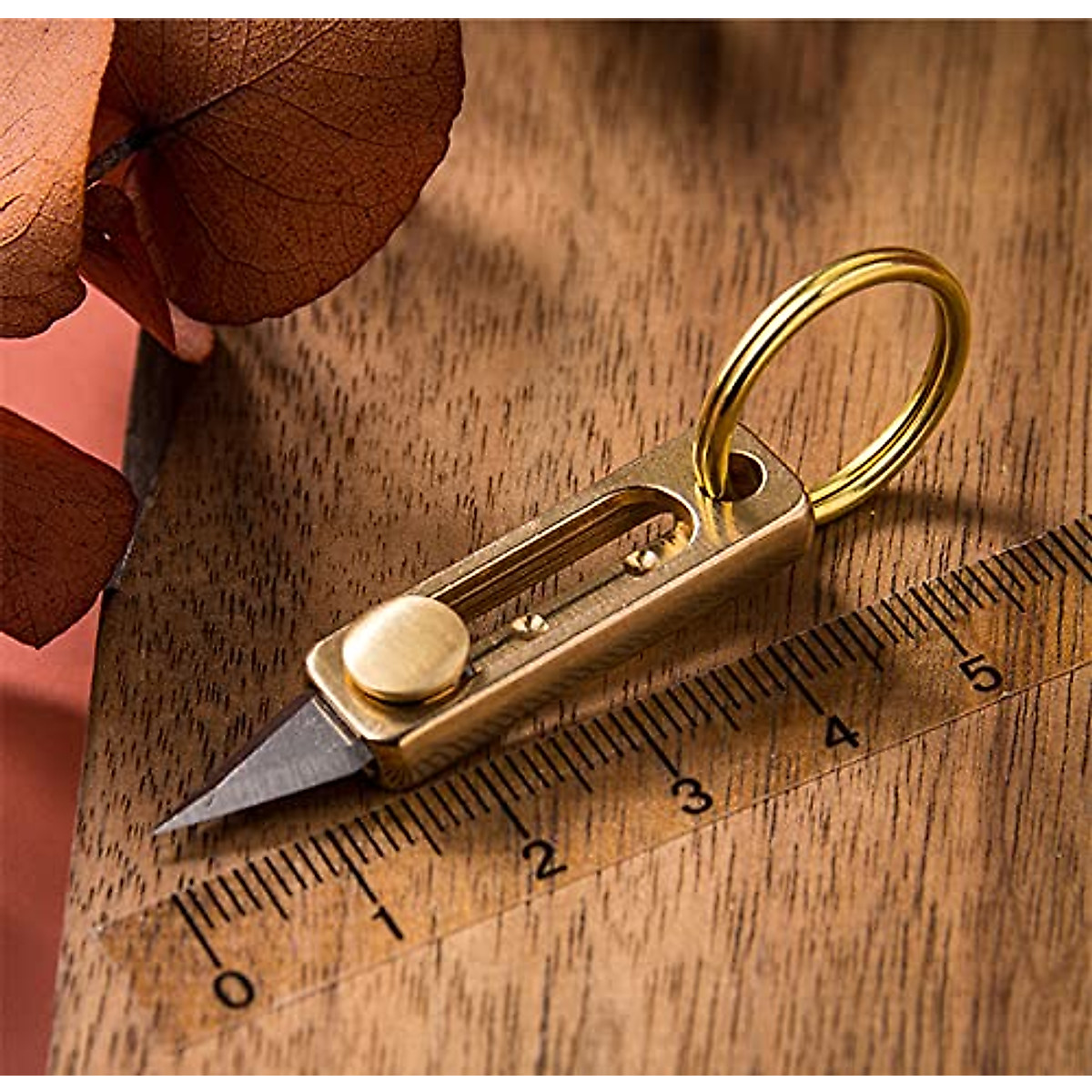 SZHOWORLD Ultra Small Brass Utility Knife, EDC Tiny Knife Box Opener with Stainless Steel Blade,Ultra Portable and Compact