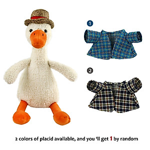 Houwsbaby 11'' Easter Duck Stuffed Animal in Plaid Shirt Easter Duck Plush Toy with Hat, Adorable for Totter Kids Boys Girls Holiday Christmas Birthday, Beige