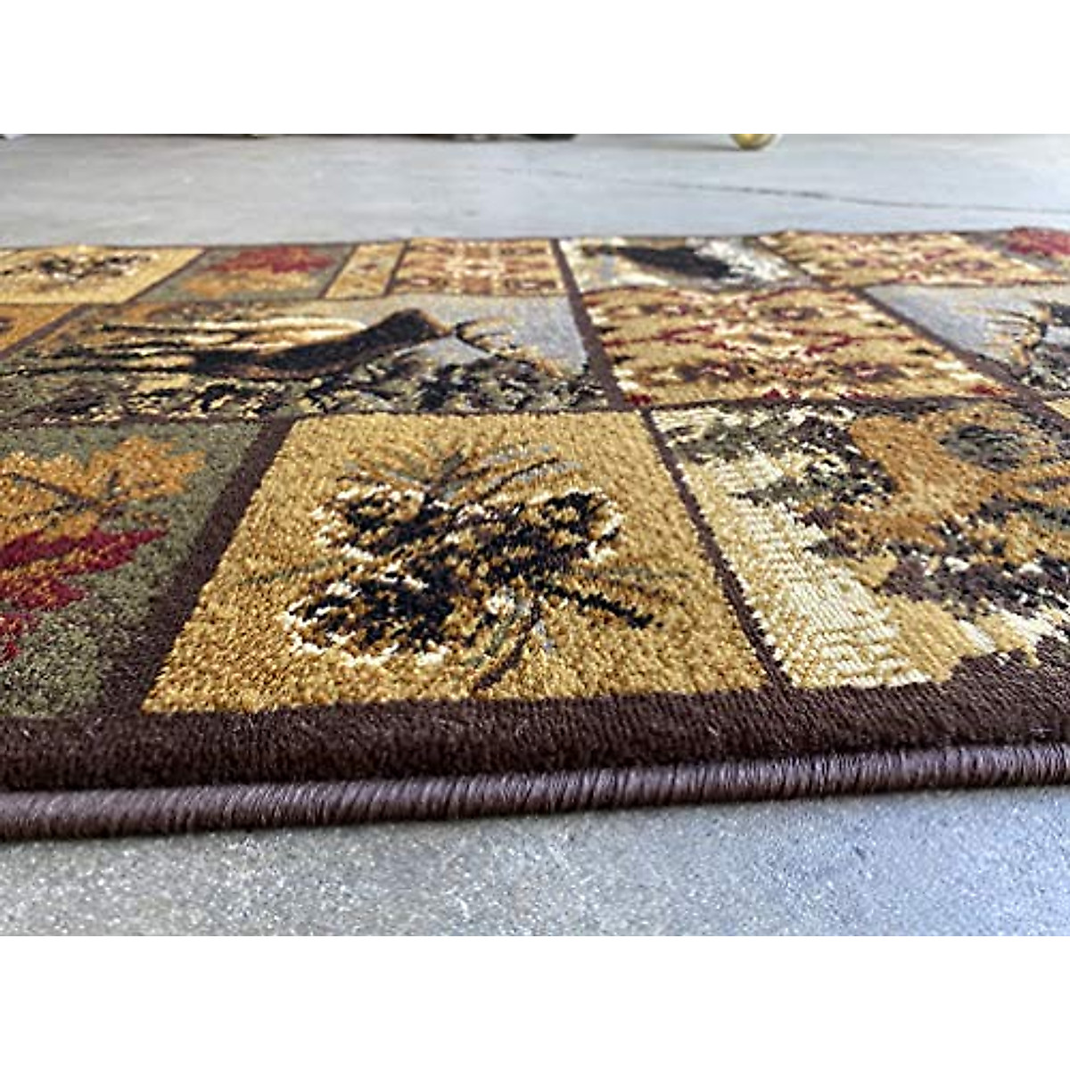 Cabin Style Distressed Antiquated Runner Area Rug Black Bear Elk Deer Wildlife Animal Country Hunting Southwest Wilderness Design 760 (2 Feet X 7 Feet)