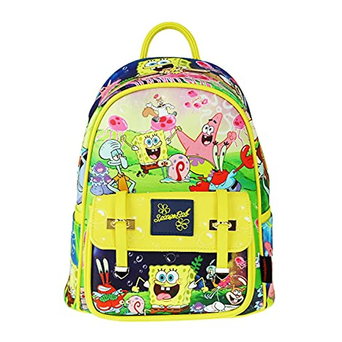 KBNL SpongeBob 11 inch Faux Leather Mini Backpack - A21343, Multicolor, Small