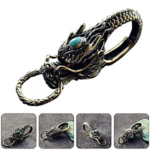 VALICLUD Dragon Head Keychain Vintage Feng Shui Chinese Dragon Bead Key Ring Good Luck Key Holder Car Purse Bag Charm Pendent for Safely Wealth Porsperity Success