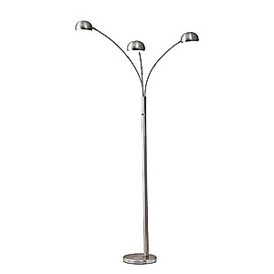 Adesso 5118-22 Domino Arc Lamp, 84 in., 3 x S11 Shape Bulbs E17 Intermediate Socket, Brushed Steel, 1 Floor Lamp