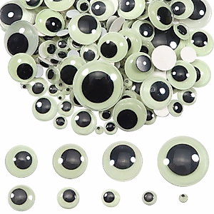 TOAOB 200pcs Glow in The Dark Wiggle Googly Eyes Self Adhesive Luminous Googly Eyes Assorted Sizes Plastic Sticker Eyes for DIY Crafts Scrapbooking Decoration