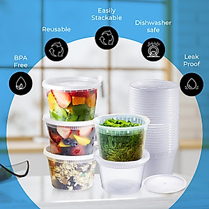 CONTAIN FRESH Deli Containers with Lids, Food Storage Containers with Lids 16 oz (16 oz - 48 Sets)