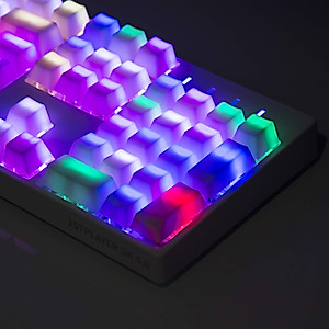 Petforu POM Jelly Keycaps Doubleshot Translucent OEM Profile for 6187104108 Keys PC Gaming Mechanical Keyboards (White)