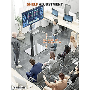 Universal Floor TV Stand with Mount for 19 to 43 inch Flat Screen TV, 100 Degree Swivel,Adjustable Height and Tilt Function, 2 Shelves Space Saving Standing TV Mount for Bedroom Living Room Corner