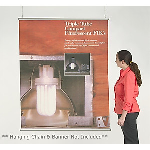 Displays2go 48 Inch Banner Hanger Rails with Hinged Snap-Open Design – Silver (ABR48)