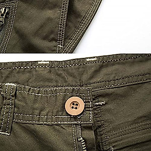 Men Cargo Shorts Long Khaki Cargo Shorts for Men 2023 Casual Loose Buckle Zipper Multi Pockets Tooling Shorts Regular Fit Outdoor Pants Mens Linen Shorts 7 Inch Inseam Slim Fit Army Green L