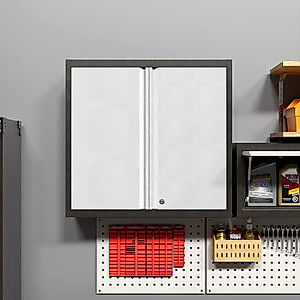 SUXXAN Metal Wall Cabinets for Storage with Lock,Steel Garage Hanging Cabinet with 1 Adjustable Shelf and 2 Doors,Garage Cabinet Upper,Wall Mounted Metal Cabinet for Office and Home