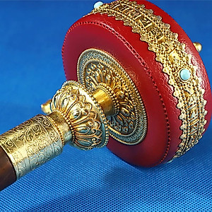 Om Mani Padme Hum Prayer Wheel, Premium Hand Held Tibetan Buddhist Copper Handmade Prayer Wheel with Mantra Scroll, Buddha Religion Scriptures Prayer Wheel for Spiritual Blessing,Meditation&Relaxation