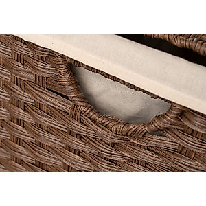 Blue Ridge Basket Company Synthetic Wicker Laundry Hamper Basket with Lid and Liner (Brown)