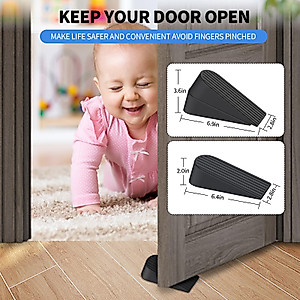 Big Door Stopper, 2 Pack Extra Large Rubber Door Stoppers for Bottom of Door, High 1.9 Inches Rubber Door Stops for All Floor Surfaces, Non-Scratching Doorstops Wedge are Non-Slip＆Sustained (2 Pack)