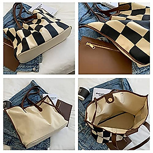 Canvas Womens Crossbody Handbag Shoulder Bag Purse Set Top Handle Satchel Casual Messenger Bag with Adjustable Shoulder Strap (beige)