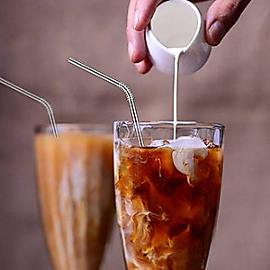 UlikeLF 8 Pes Metal Straws with Silicone Tips Reusable Stainless Steel Drinking Straw 10.5 inch, 3 Straight + 5 Bent + 2 Cleaner Brushes + Storage Bag