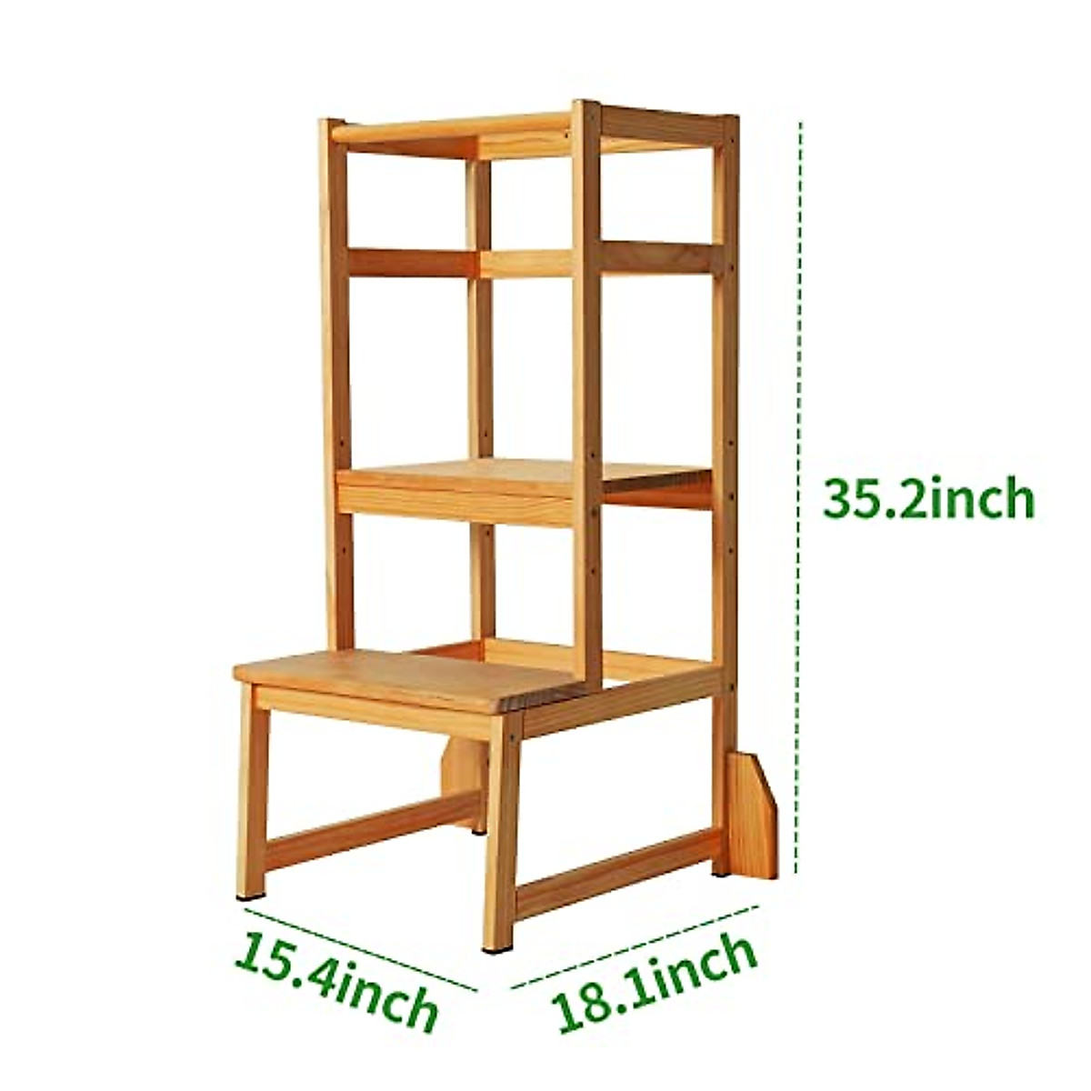 Zytty Toddler Step Stool Toddler Kitchen Stool, Adjustable-Height Toddler Tower Stool Kitchen Wooden Helper Step Stools for Kids, Natural…